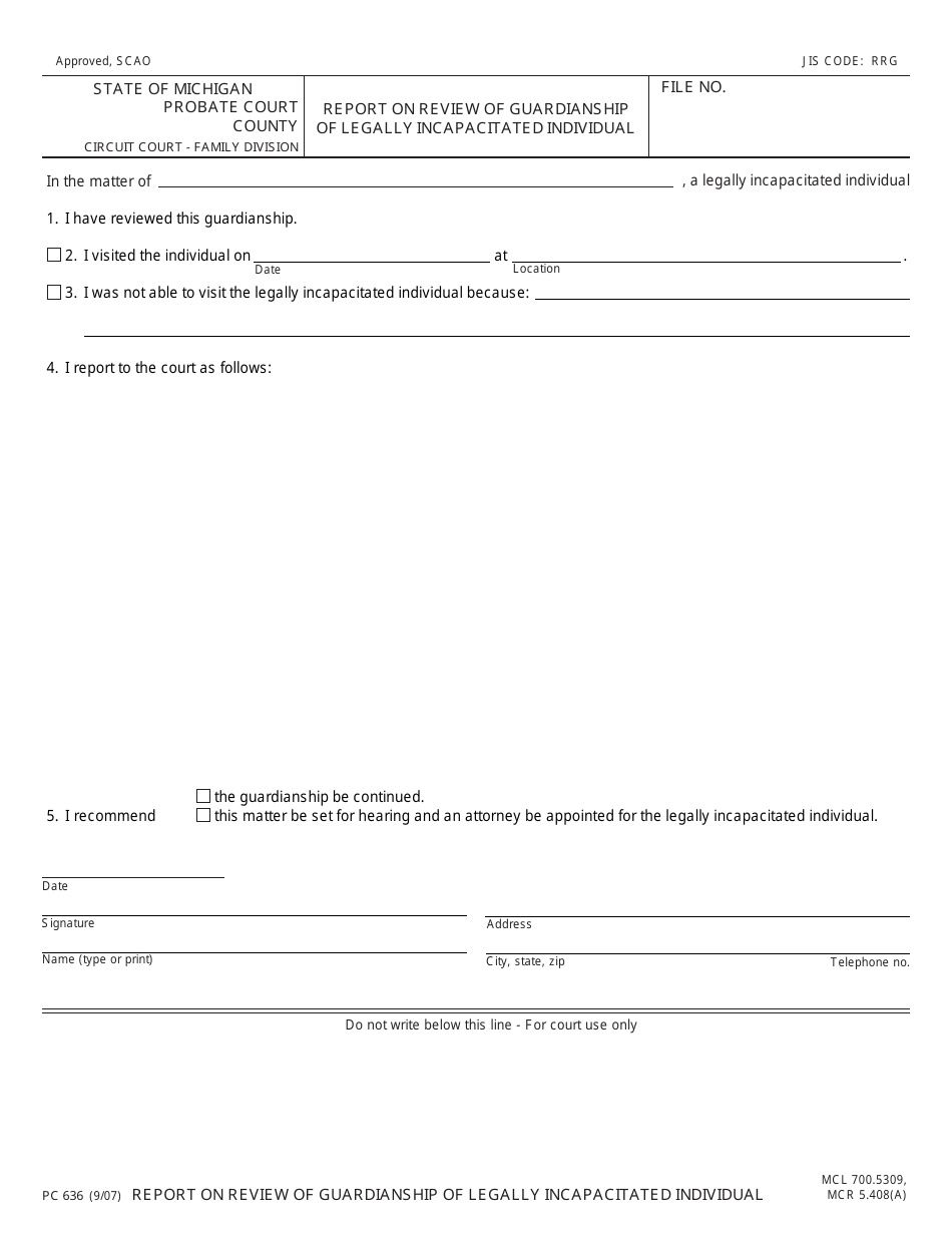 Form PC636 - Fill Out, Sign Online and Download Fillable PDF, Michigan ...