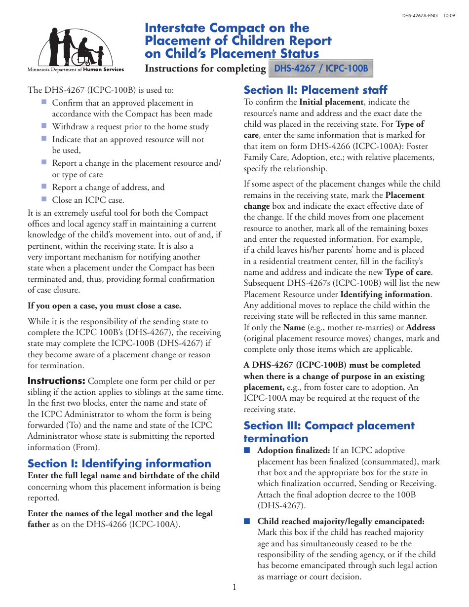 Download Instructions for Form ICPC-100B, DHS-4267-ENG Interstate Compact on the Placement of ...