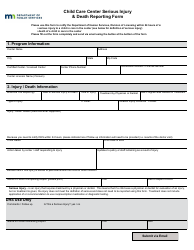 Minnesota Child Care Center Serious Injury & Death Reporting Form ...