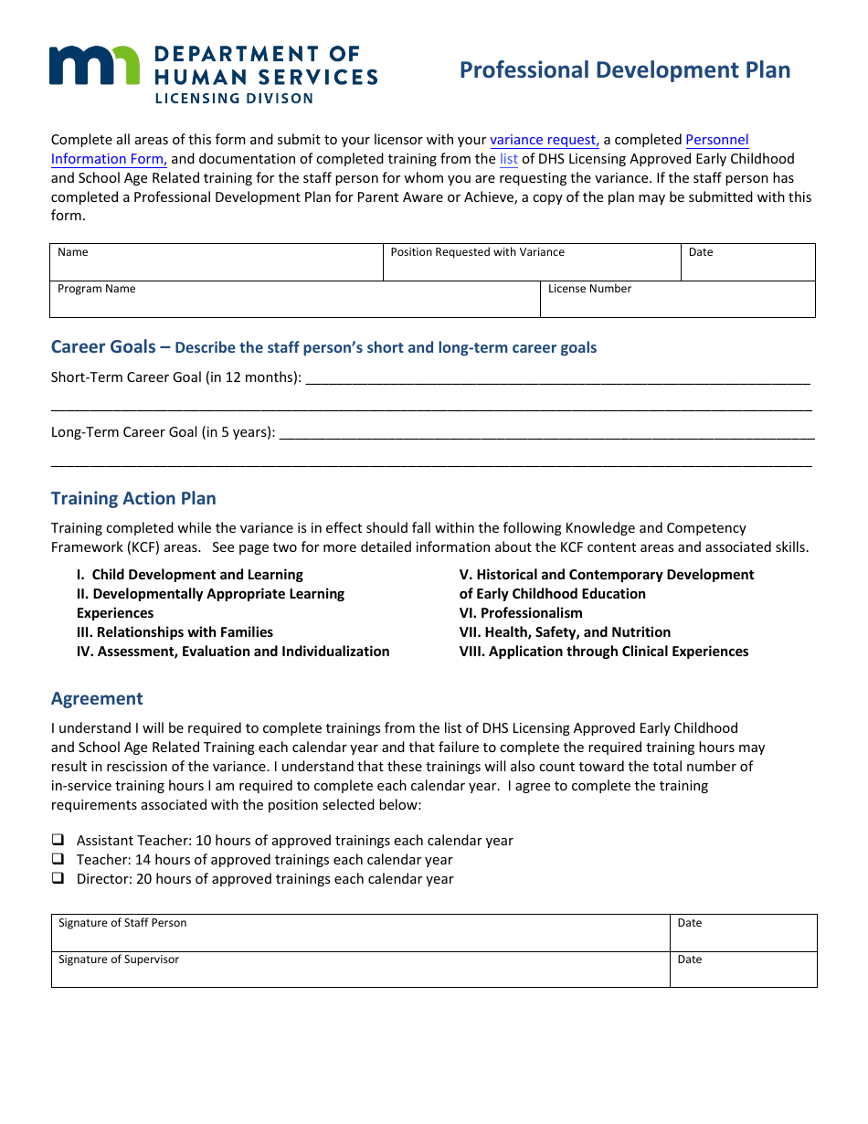 Minnesota Professional Development Plan - Fill Out, Sign Online and ...