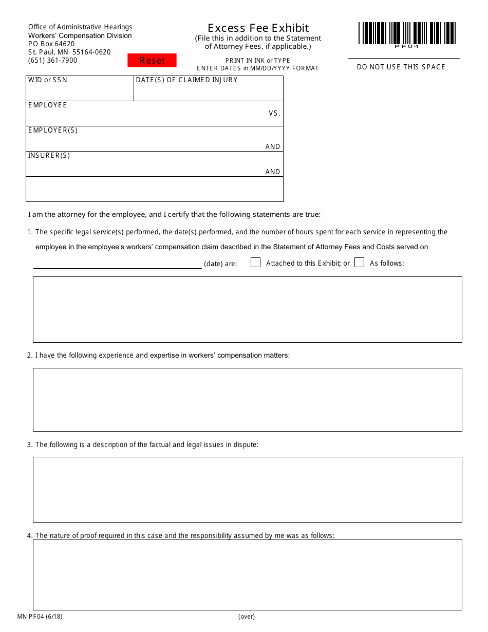 Form MN PF04 - Fill Out, Sign Online and Download Fillable PDF ...