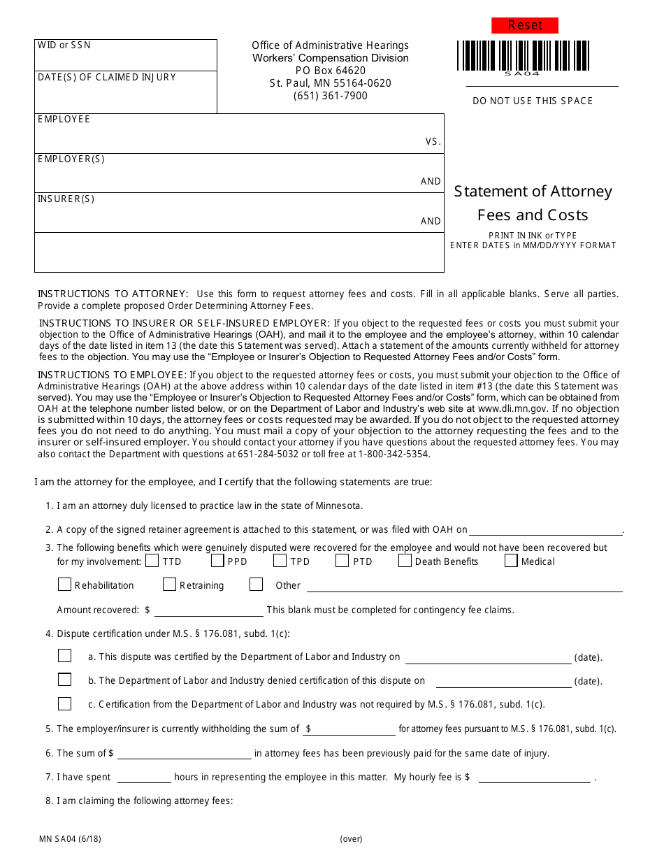 Form MN SA04 - Fill Out, Sign Online and Download Fillable PDF ...