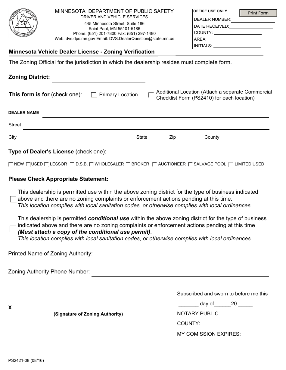 Form PS2421-08 - Fill Out, Sign Online and Download Fillable PDF ...