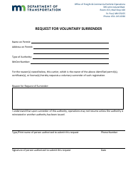 Minnesota Request for Voluntary Surrender Download Fillable PDF ...