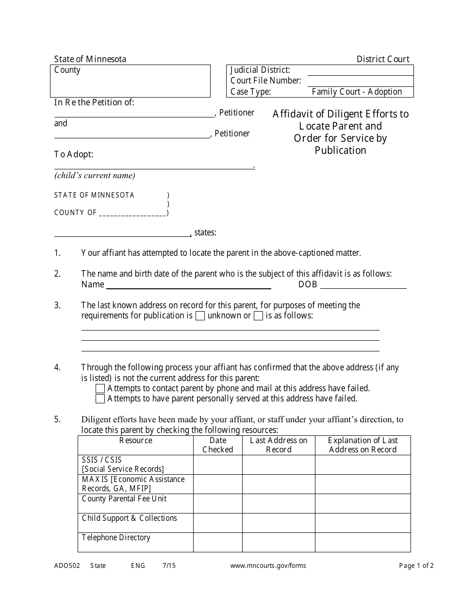 Form ADO502 - Fill Out, Sign Online and Download Printable PDF ... Form ADO502 - Fill Out, Sign Online and Download Printable PDF ...