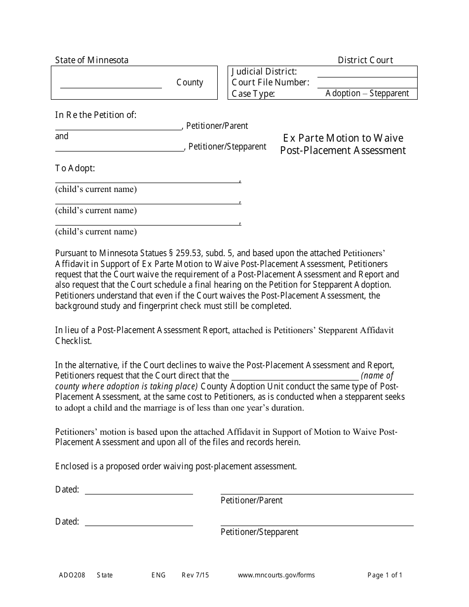Form ADO208 - Fill Out, Sign Online and Download Printable PDF ...