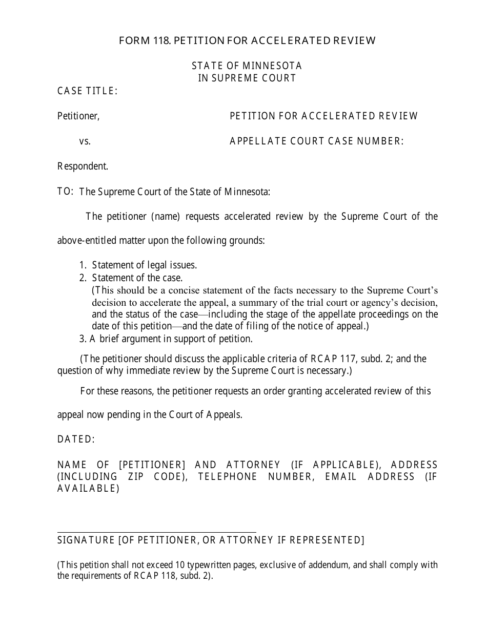 Form 118 - Fill Out, Sign Online and Download Printable PDF, Minnesota ...