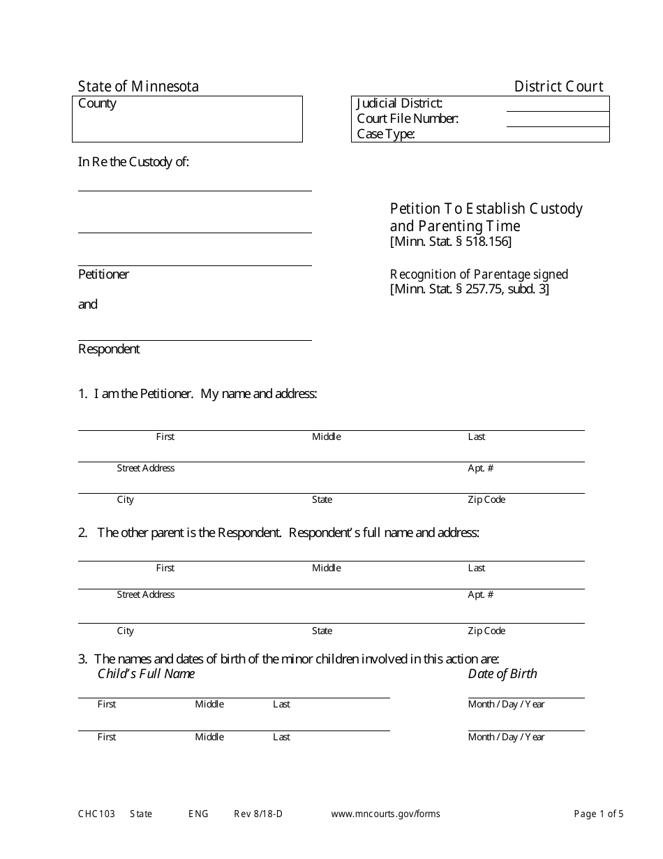 Form CHC103 - Fill Out, Sign Online and Download Printable PDF ...