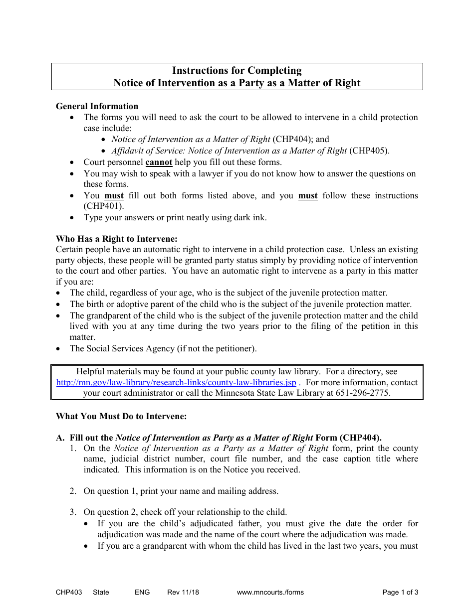 Download Instructions for Form CHP404 Notice of Intervention as a Party ...