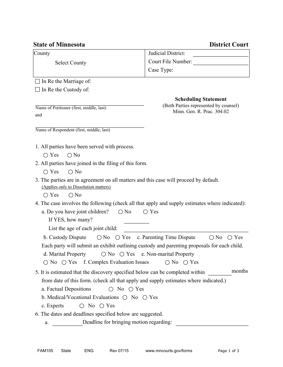 Form FAM105 - Fill Out, Sign Online and Download Fillable PDF ...