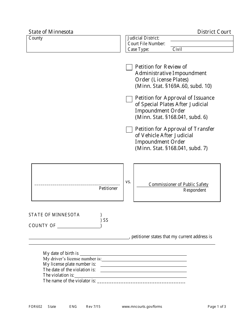 Form FOR602 - Fill Out, Sign Online and Download Printable PDF ...