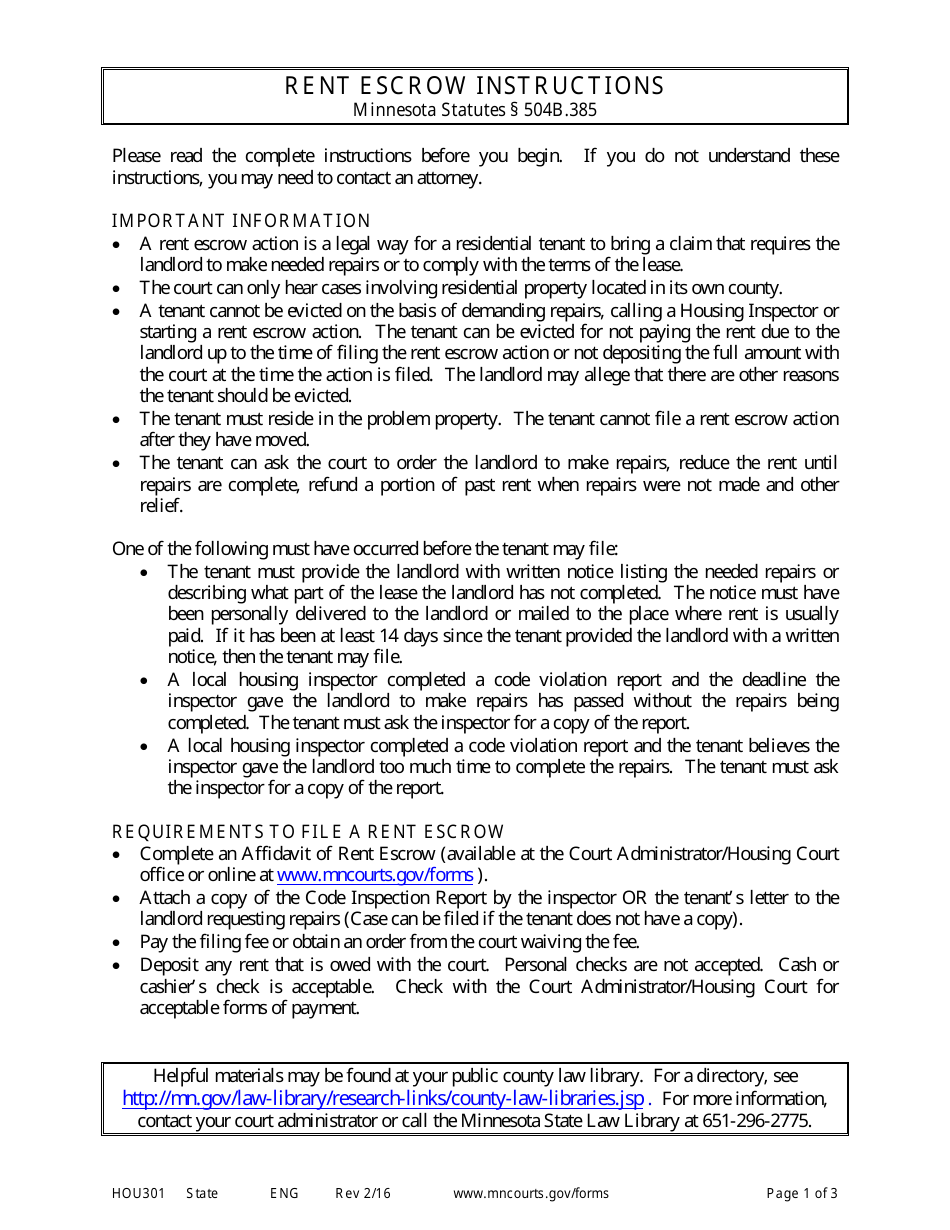 Form HOU301 - Fill Out, Sign Online and Download Printable PDF ...