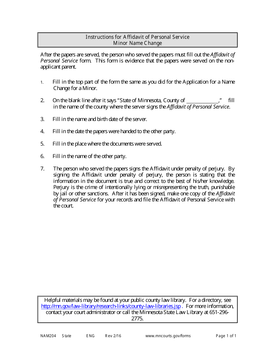 Form NAM204 - Fill Out, Sign Online and Download Printable PDF ...