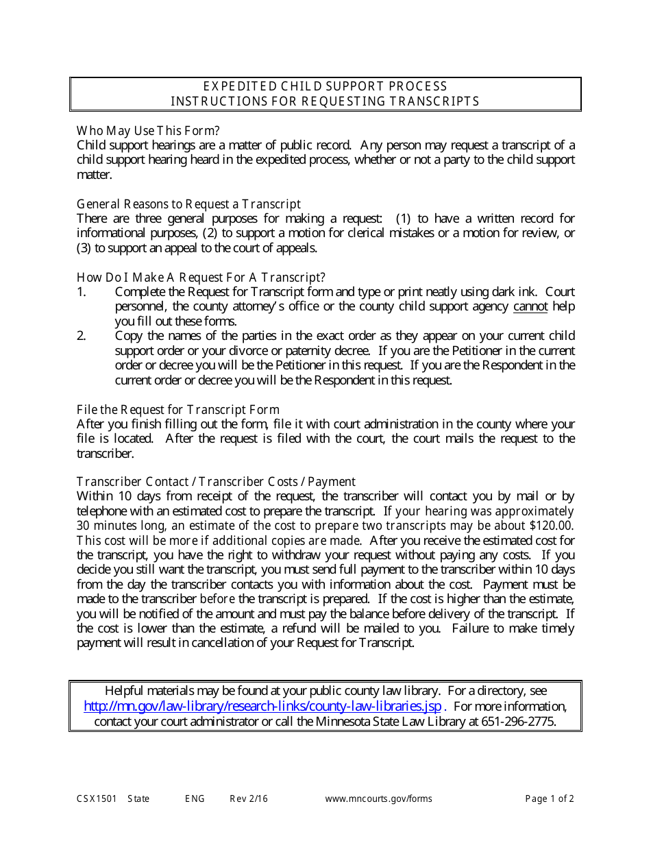 Download Instructions for Form CSX1502 Request for Transcript PDF ...