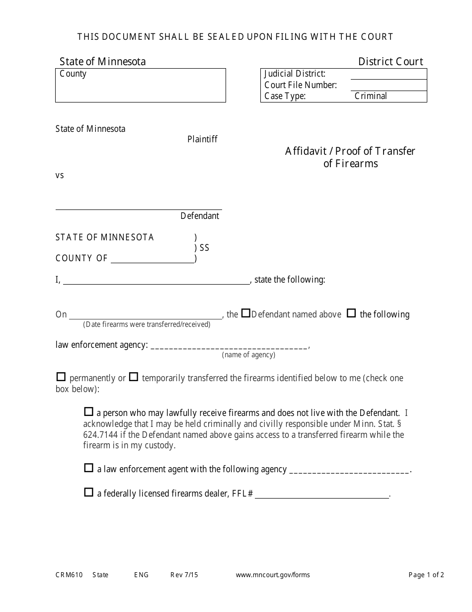 Form CRM610 - Fill Out, Sign Online and Download Printable PDF ...