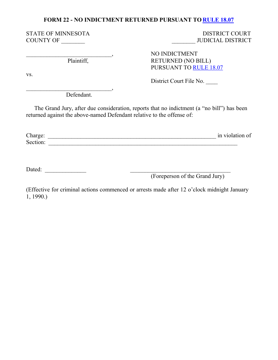 Form 22 - Fill Out, Sign Online and Download Printable PDF, Minnesota ...