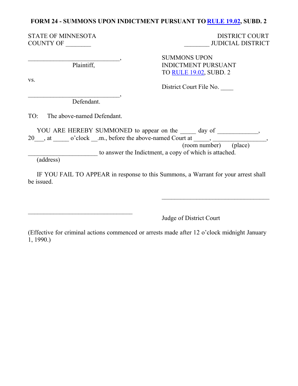 Form 24 - Fill Out, Sign Online and Download Printable PDF, Minnesota ...