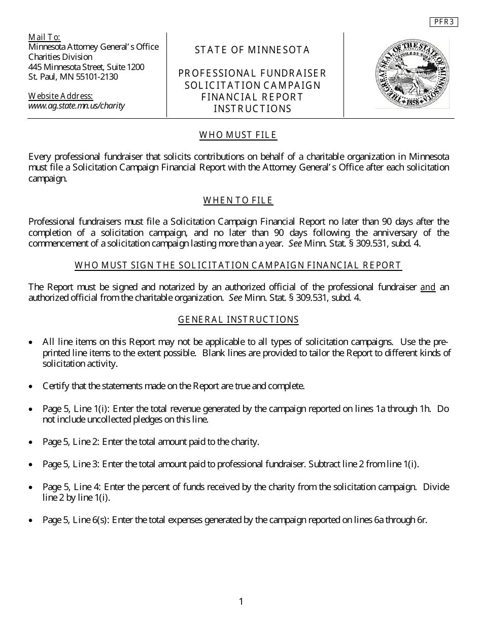 Form PFR3 - Fill Out, Sign Online and Download Fillable PDF, Minnesota ...