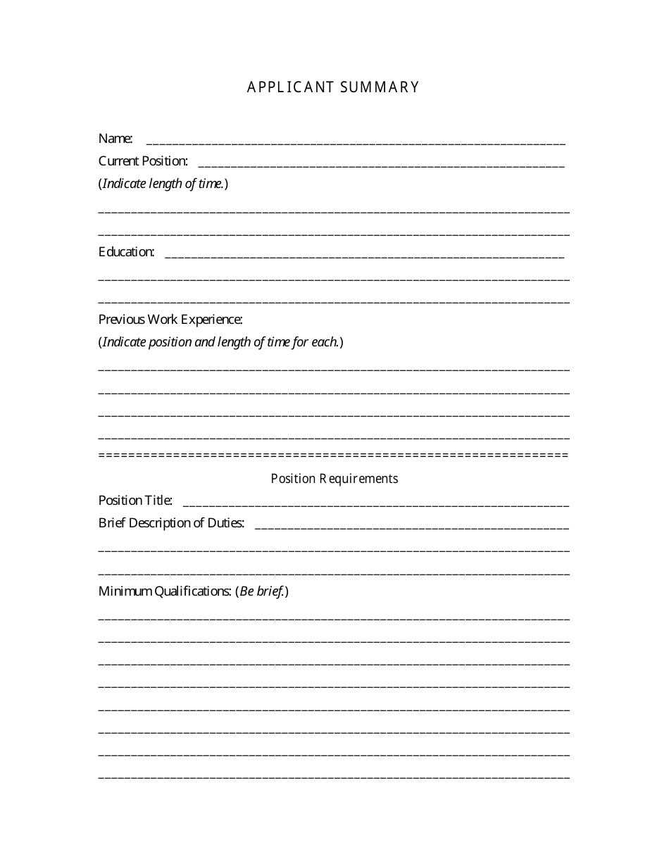 Mississippi Applicant Summary Form - Fill Out, Sign Online and Download ...