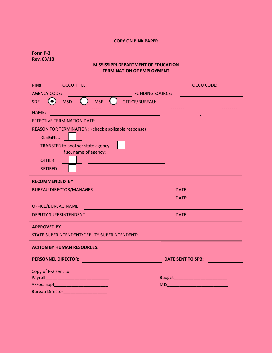 Form P-3 - Fill Out, Sign Online and Download Fillable PDF, Mississippi ...