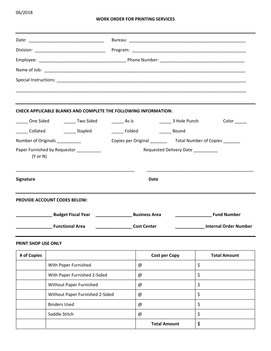 Mississippi Work Order for Printing Services - Fill Out, Sign Online ...