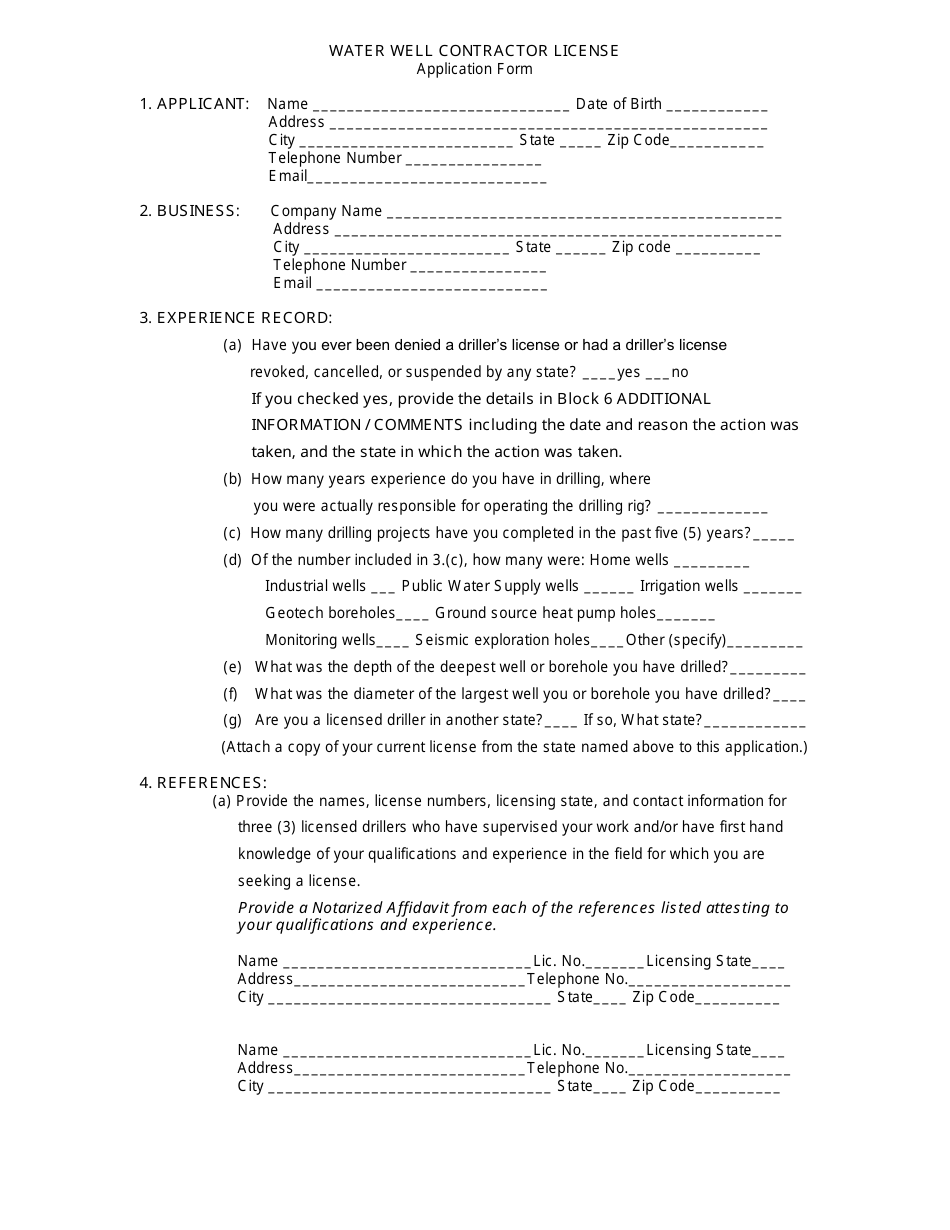 Mississippi Water Well Contractor License Application Form - Fill Out ...