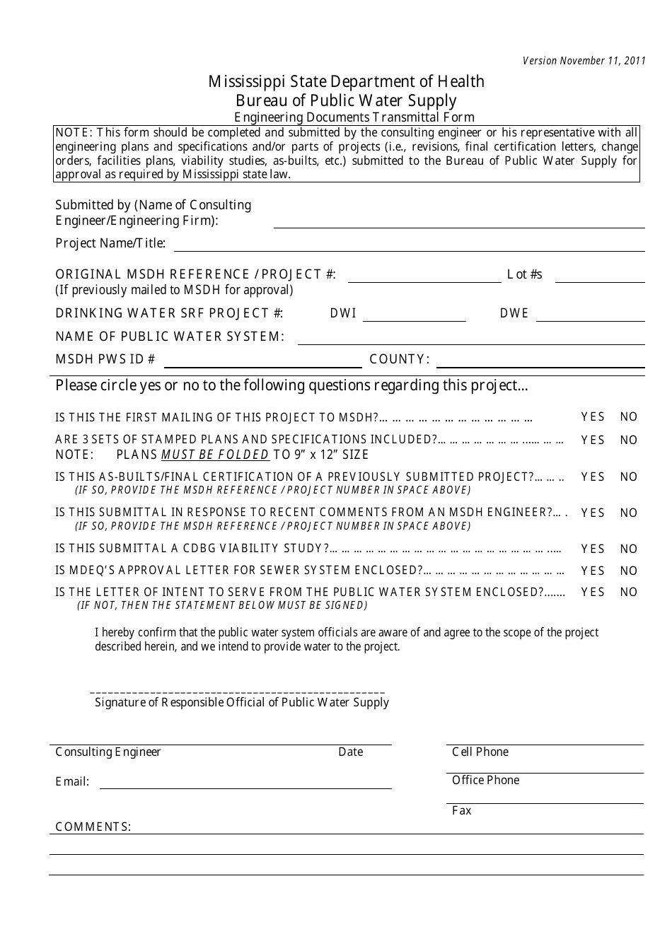 Mississippi Engineering Documents Transmittal Form - Fill Out, Sign ...