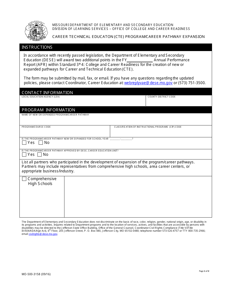 Form MO-500-3158 - Fill Out, Sign Online and Download Fillable PDF ...