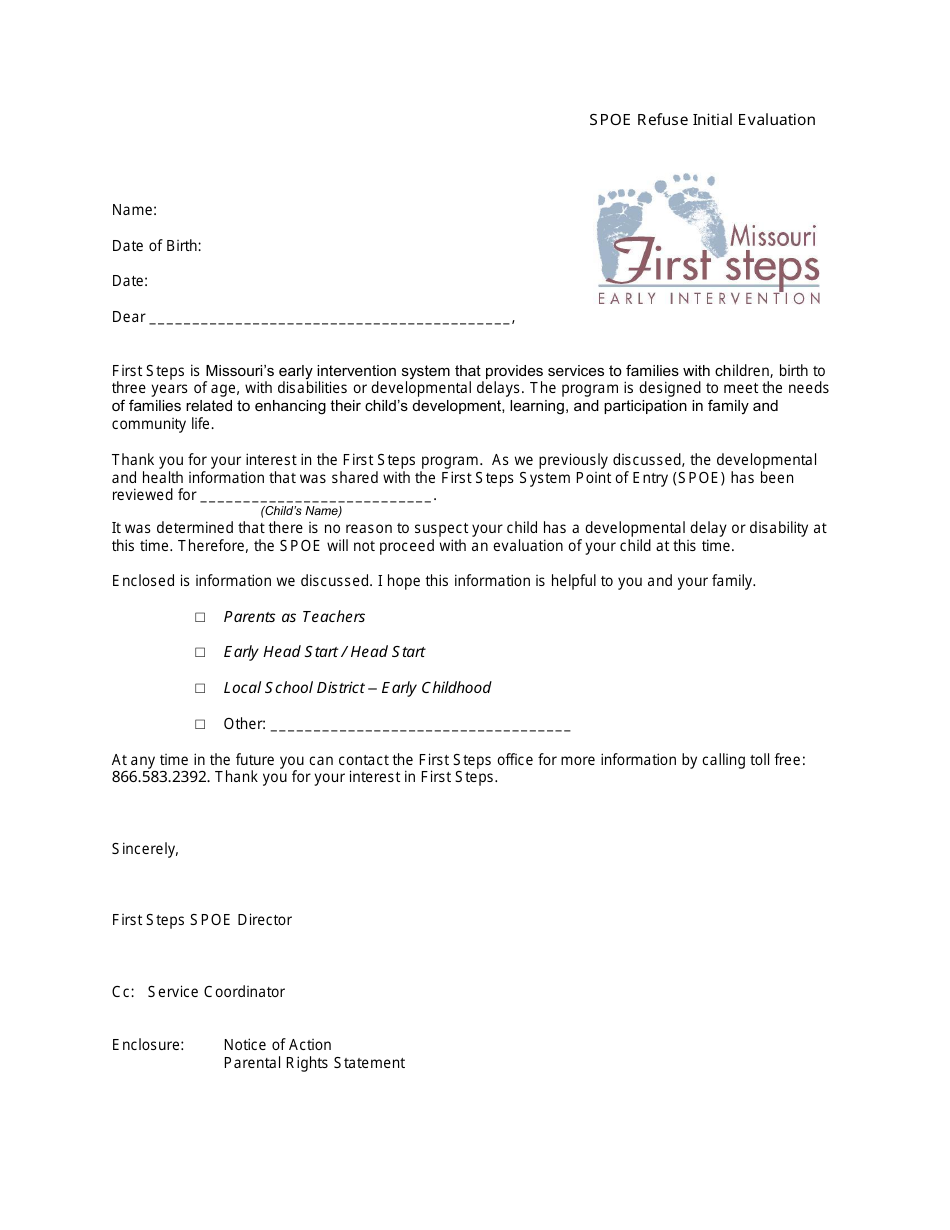 Missouri Spoe Refuse Initial Evaluation Letter - Fill Out, Sign Online ...