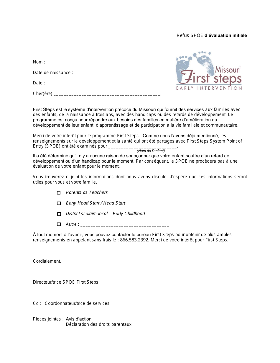 Missouri Spoe Refuse Initial Evaluation Letter (French) - Fill Out ...