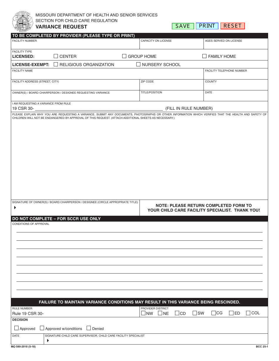 Form MO580-2018 - Fill Out, Sign Online and Download Fillable PDF ...
