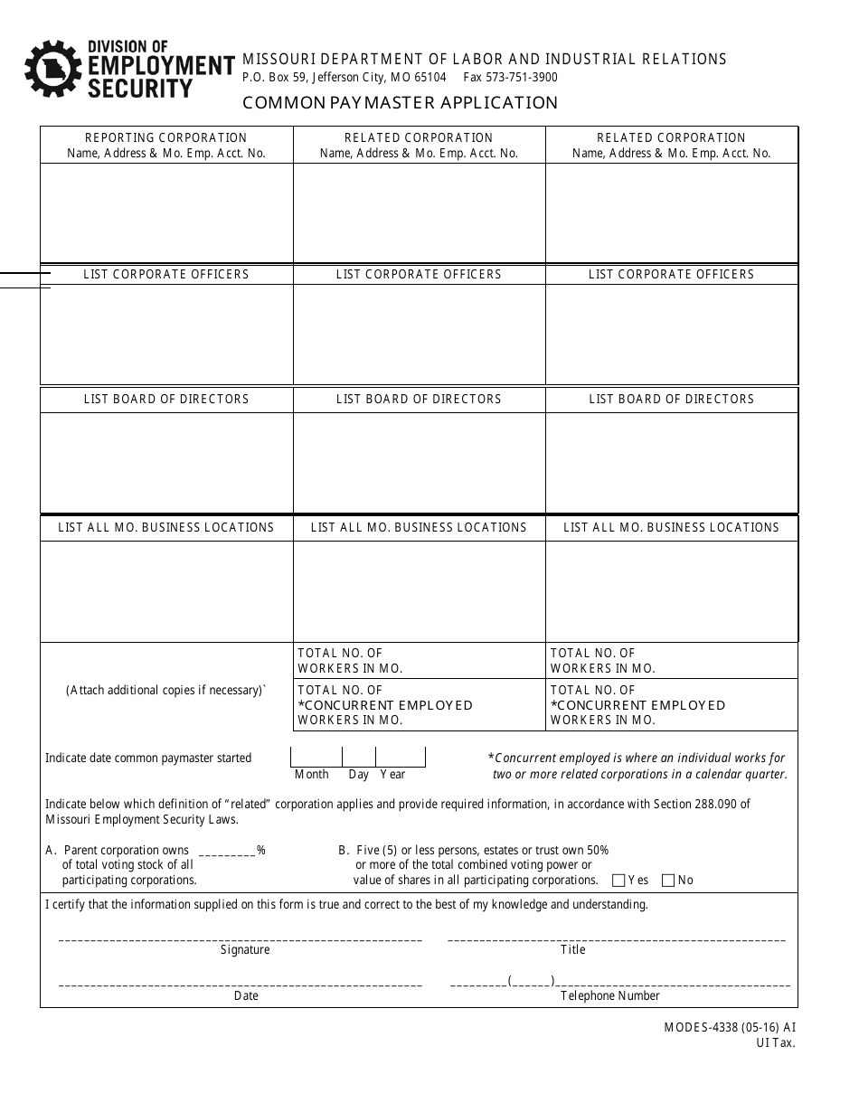Form MODES-4338 - Fill Out, Sign Online and Download Printable PDF ...