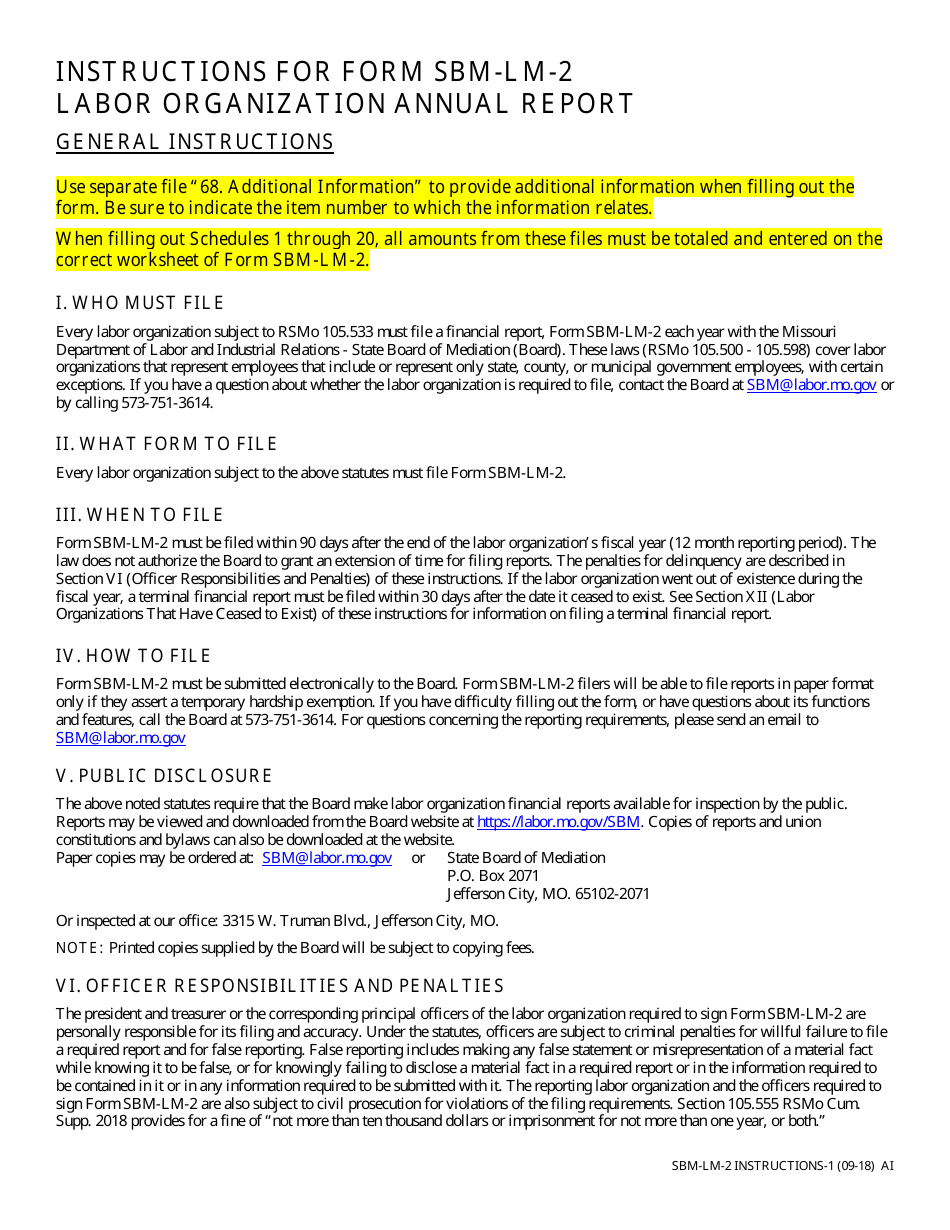 Download Instructions for Form SBM-LM-2 Labor Organization Annual ...