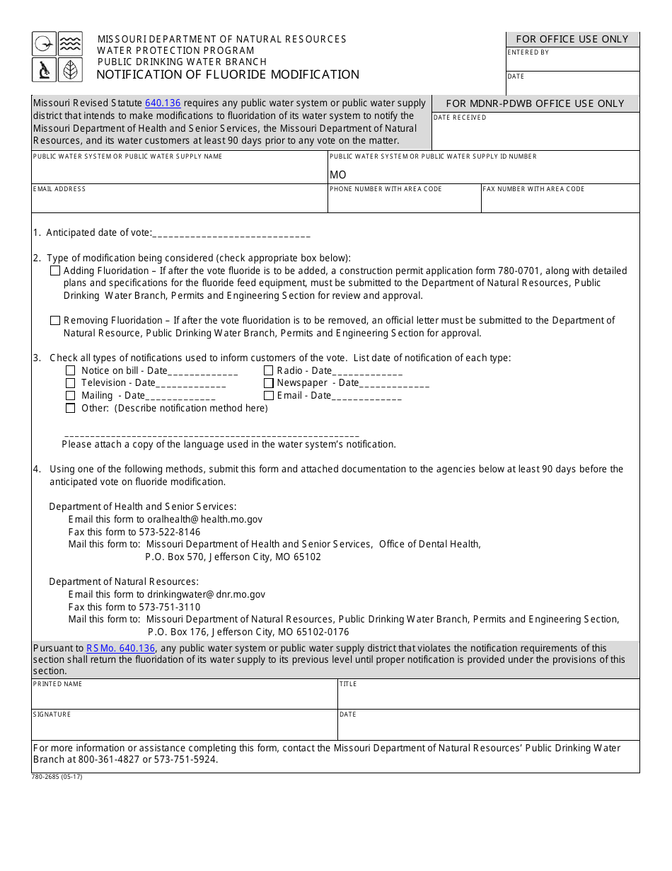 Form MO780-2685 - Fill Out, Sign Online and Download Fillable PDF ...