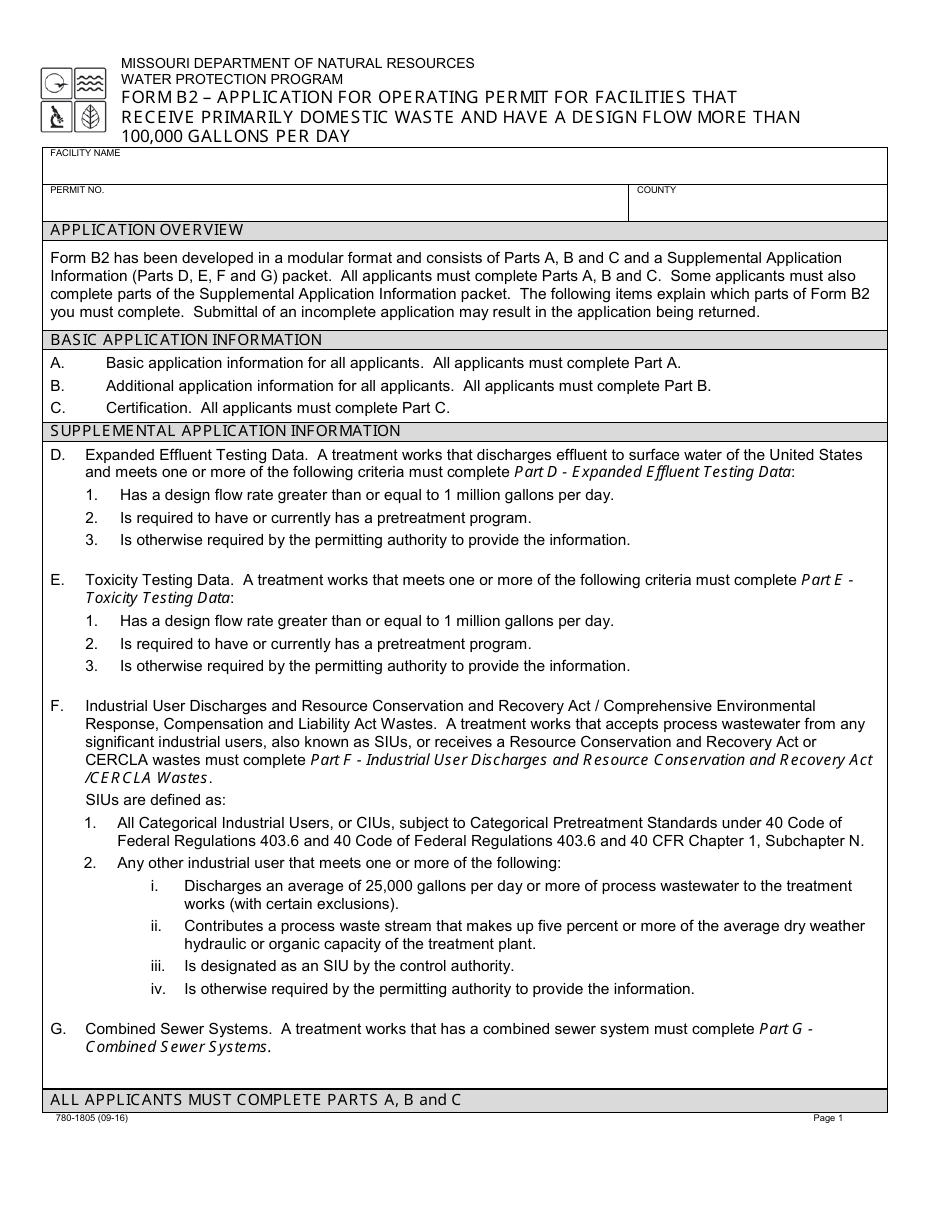 Form B2 (MO780-1805) - Fill Out, Sign Online and Download Fillable PDF ...