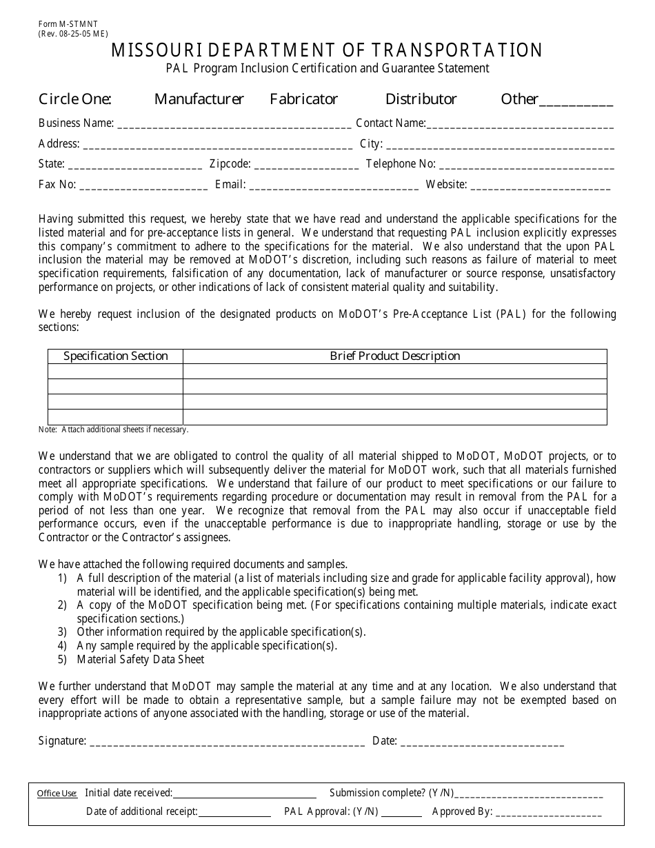 Form M-STMNT - Fill Out, Sign Online and Download Printable PDF ...