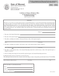 Form LP-10 Download Fillable PDF or Fill Online Certificate of Change ...