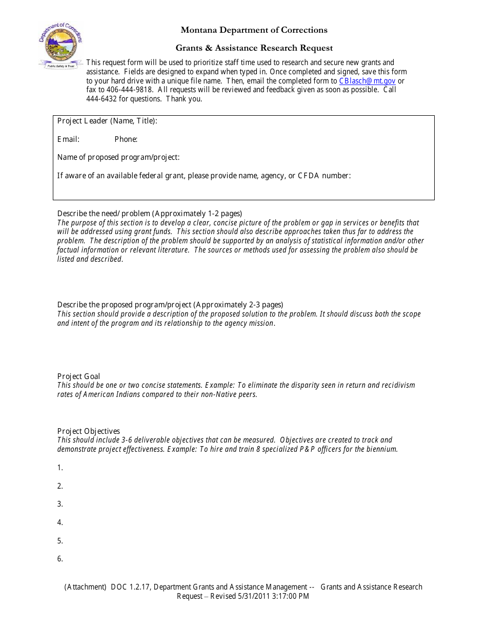 Montana Grants & Assistance Research Request Form - Fill Out, Sign ...