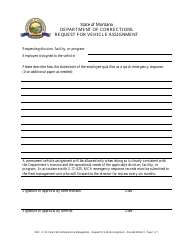 Montana Request for Vehicle Assignment Download Printable PDF ...