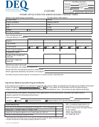 Montana Closure Permit Application for Underground Storage Tanks ...