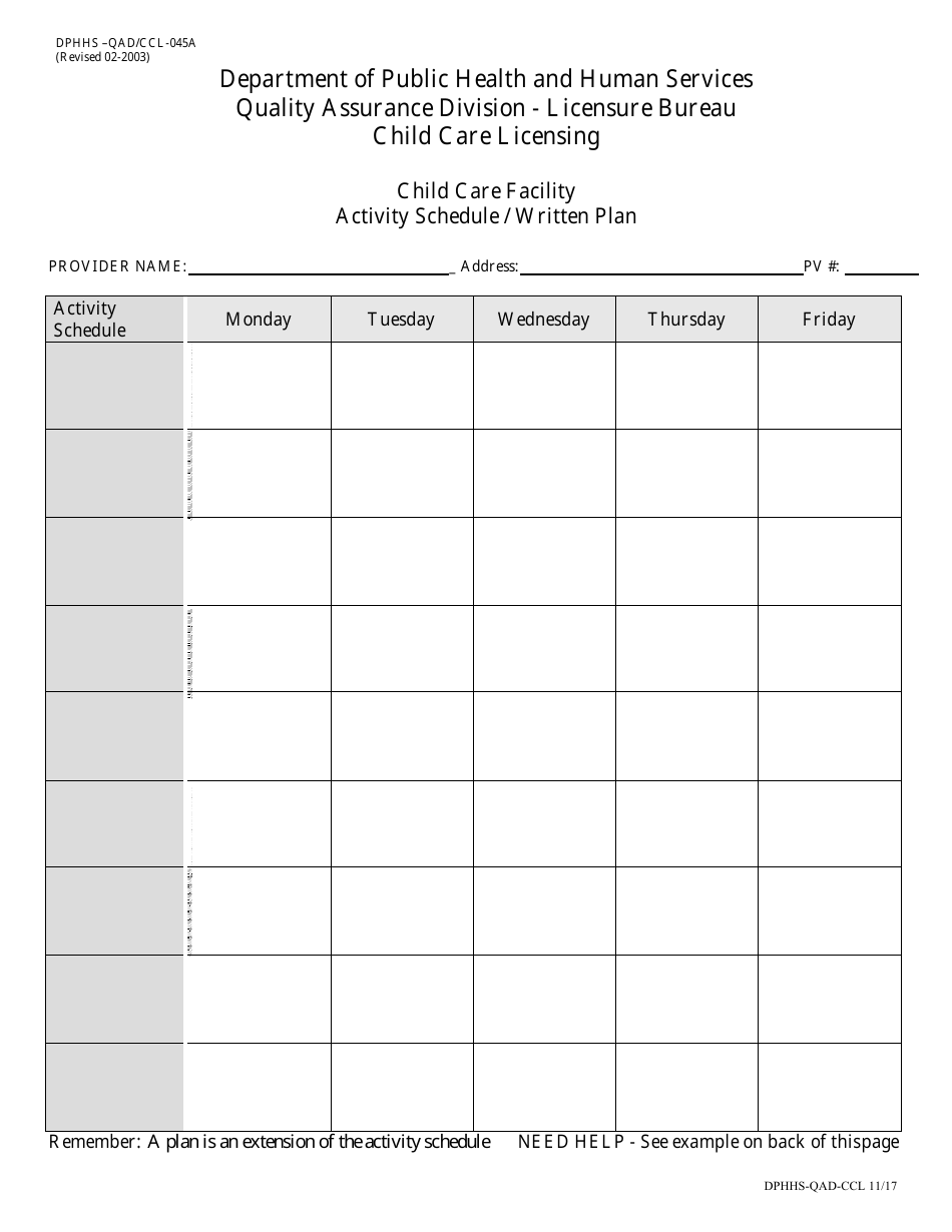 Form DPHHS-QAD/CCL-045A - Fill Out, Sign Online and Download Printable ...
