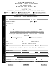Montana Authorization for Removal, Transportation and Final Disposition ...