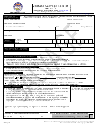 Form MV203 Download Fillable PDF or Fill Online Montana Salvage Receipt ...