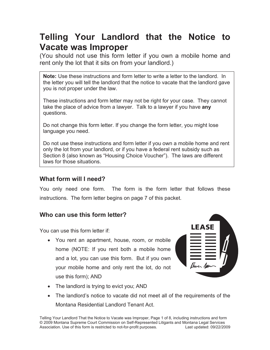 Montana Improper Notice of Termination Letter - Fill Out, Sign Online ...
