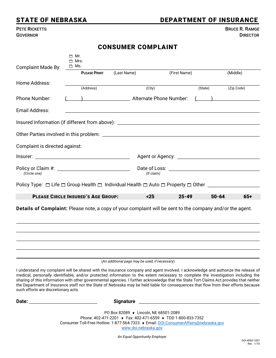 Form DOI-4000-1007 - Fill Out, Sign Online and Download Printable PDF ...