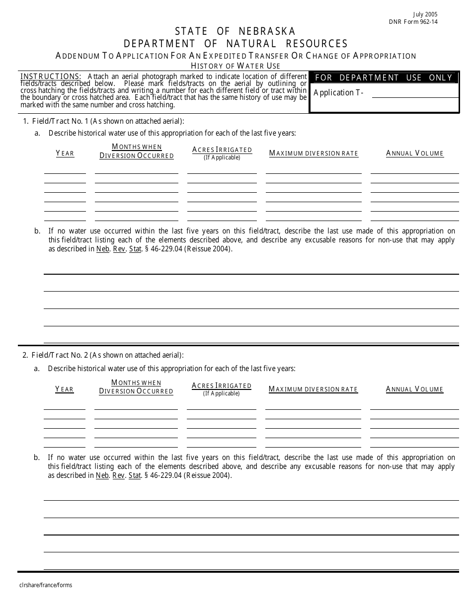 DNR Form 962-14 - Fill Out, Sign Online and Download Fillable PDF ...