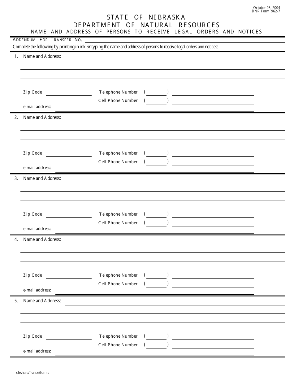DNR Form 962-7 - Fill Out, Sign Online and Download Fillable PDF ...