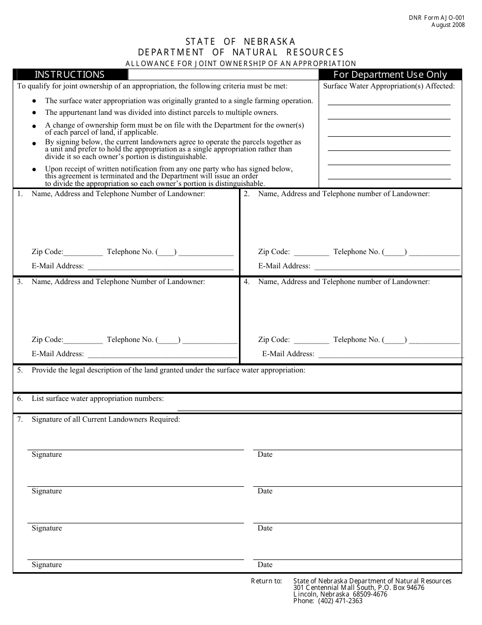 DNR Form AJO-001 - Fill Out, Sign Online and Download Fillable PDF ...