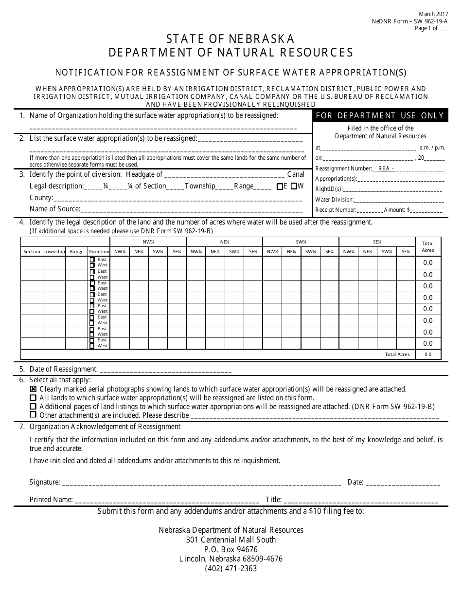 DNR Form SW962-19-A - Fill Out, Sign Online and Download Fillable PDF ...