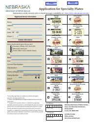 Nebraska Application for Specialty Plates Download Printable PDF ...